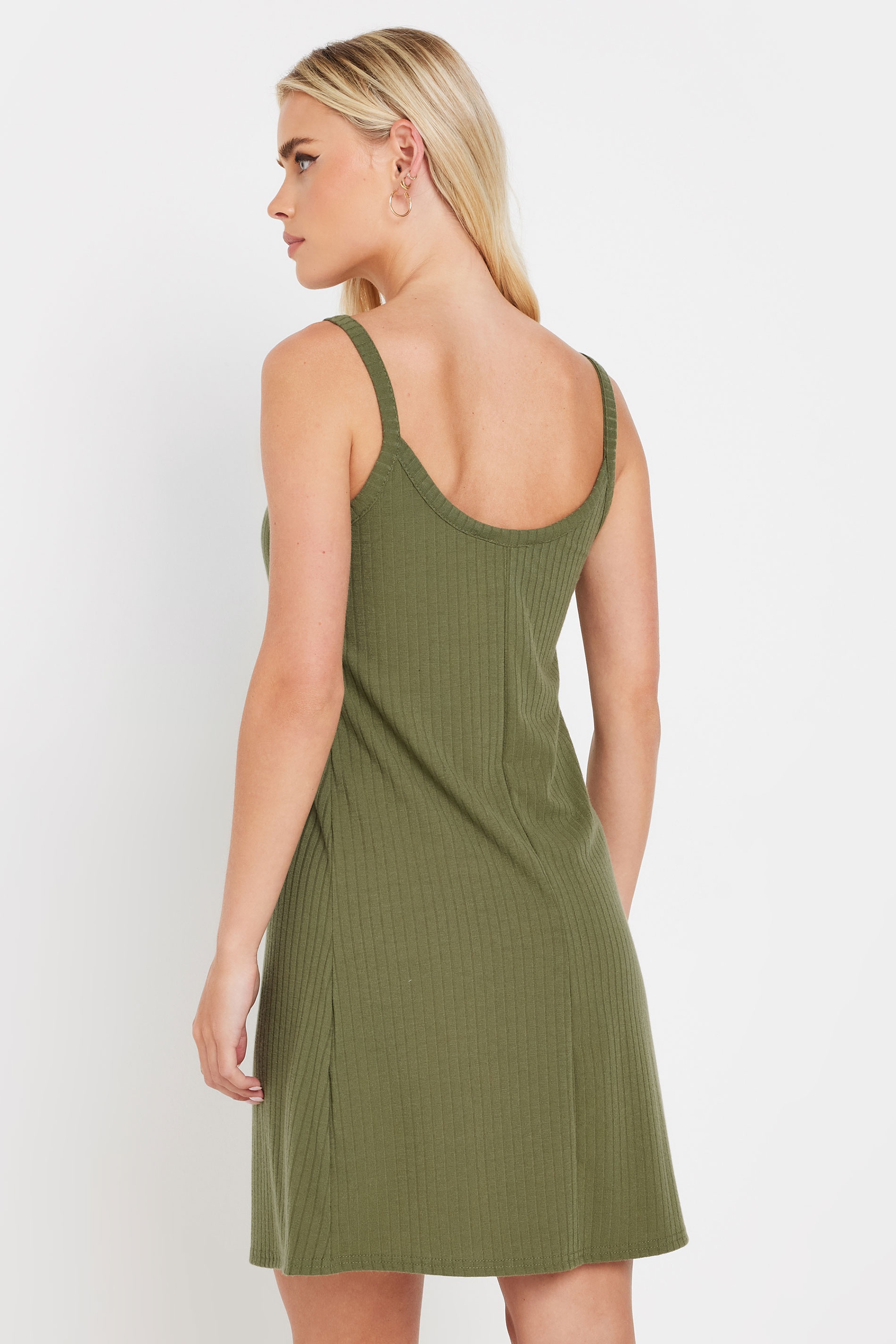 PixieGirl Petite Women's Khaki Green Button Front Sleeveless Dress ...
