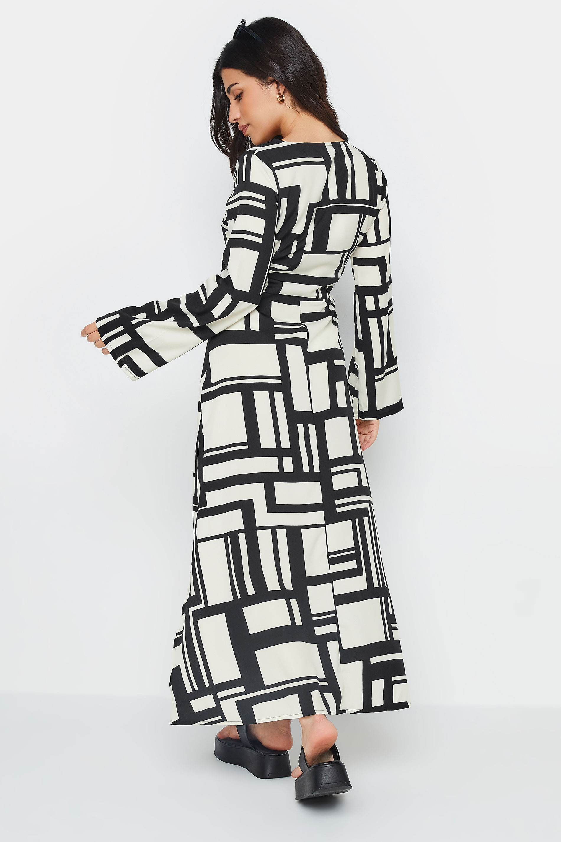 PixieGirl White & Black Abstract Print Dress | PixieGirl