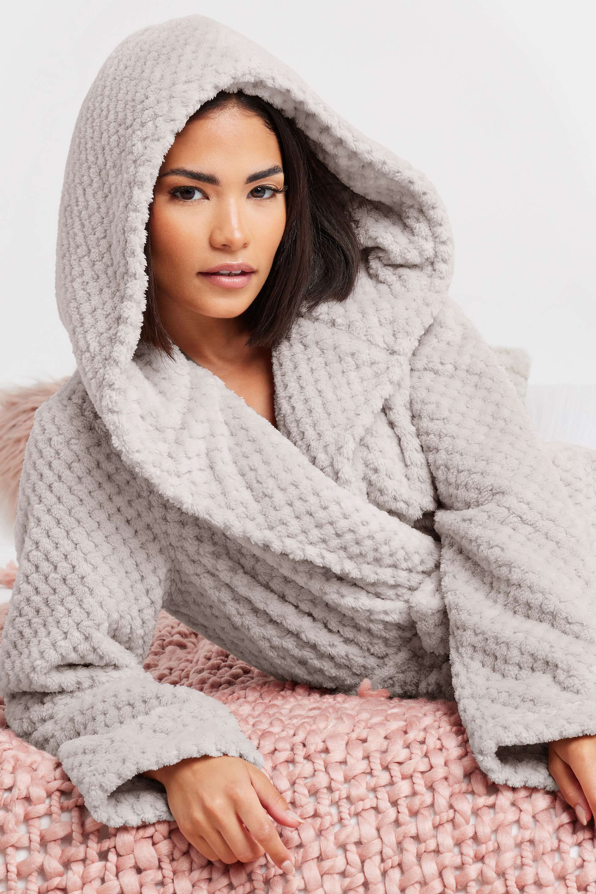 PixieGirl Petite Women's Natural Brown Waffle Dressing Gown | PixieGirl