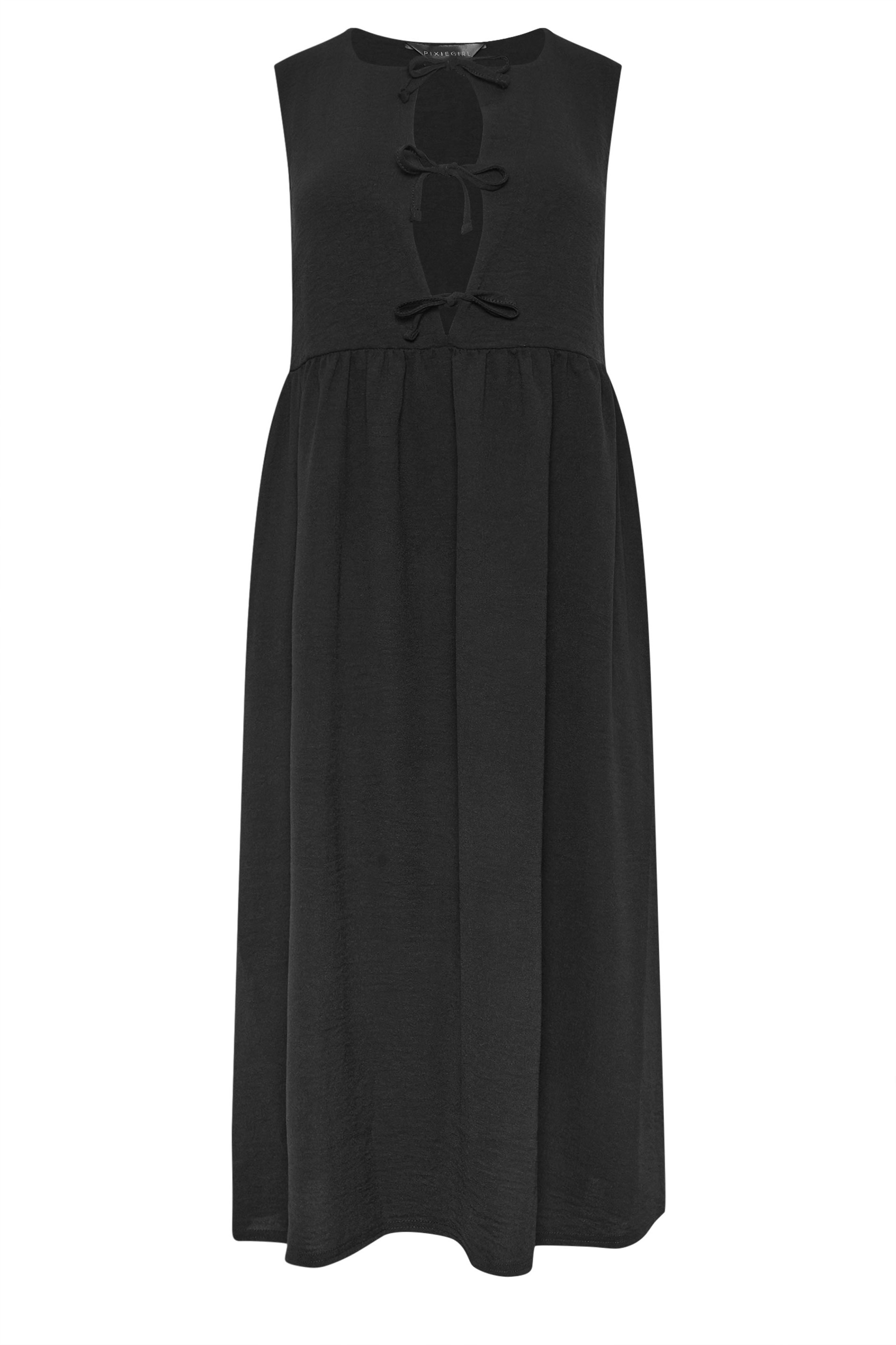Pixiegirl Black Tie Front Midi Dress Pixiegirl