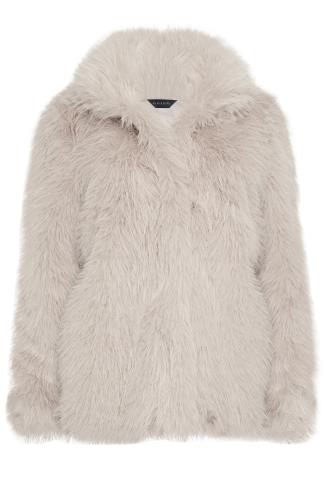 PixieGirl Light Grey Faux Fur Coat | PixieGirl