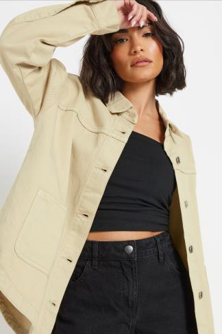 PixieGirl Petite Women's Stone Brown Denim Shacket | PixieGirl