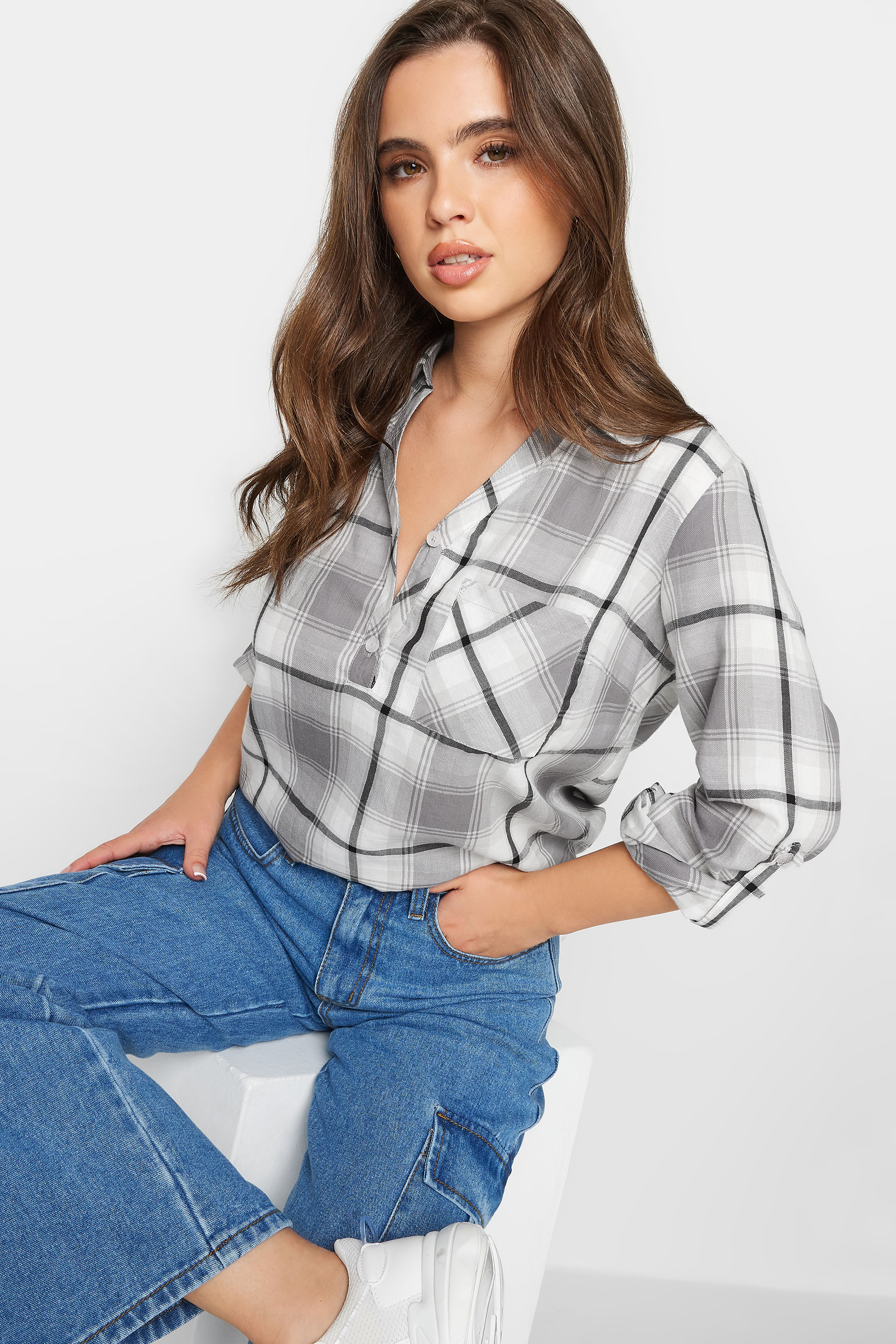 Petite Grey Overhead Shirt | PixieGirl